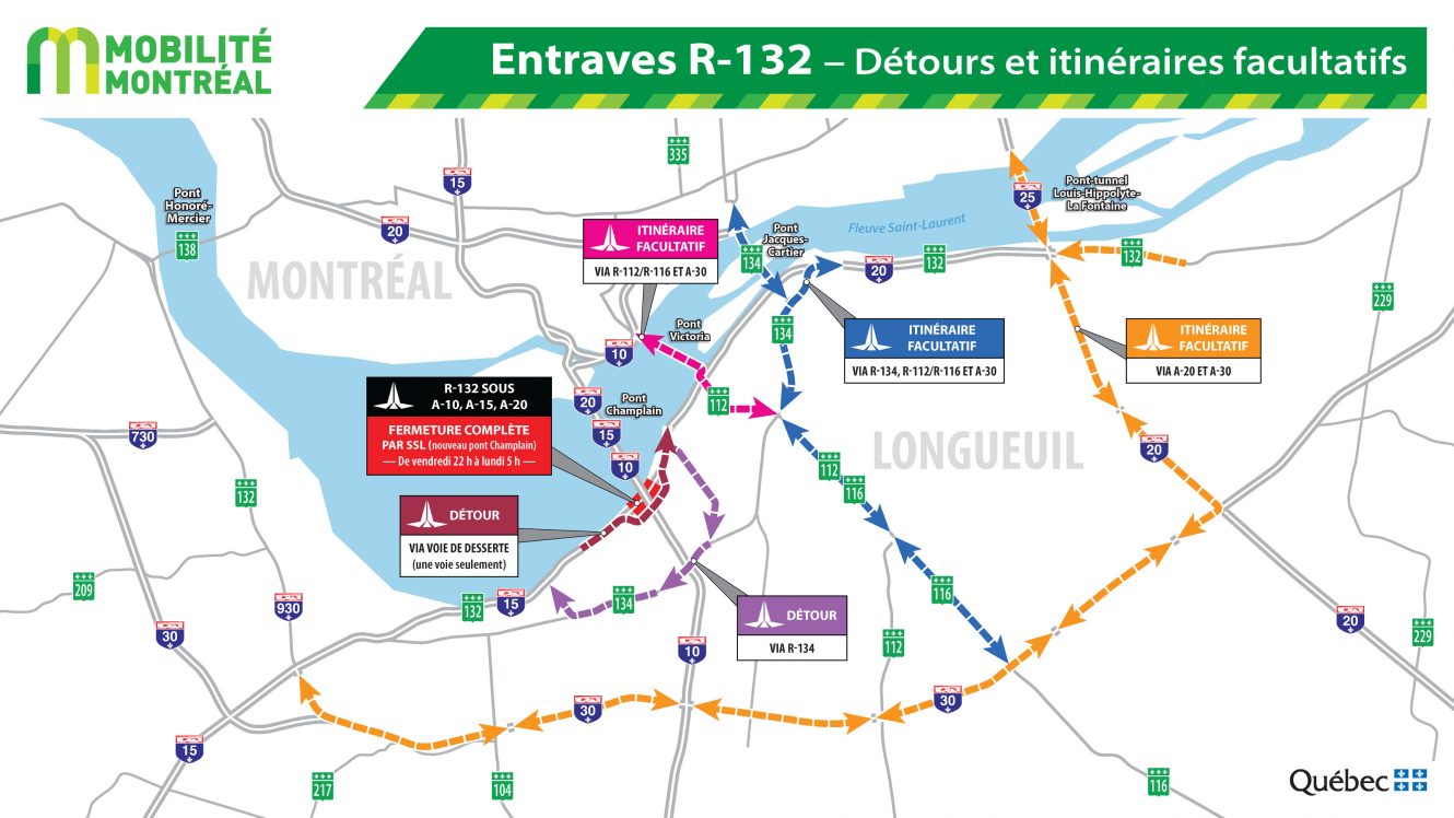 Entrave majeure sur la route 132 Est / Ouest et le boulevard Marie ...